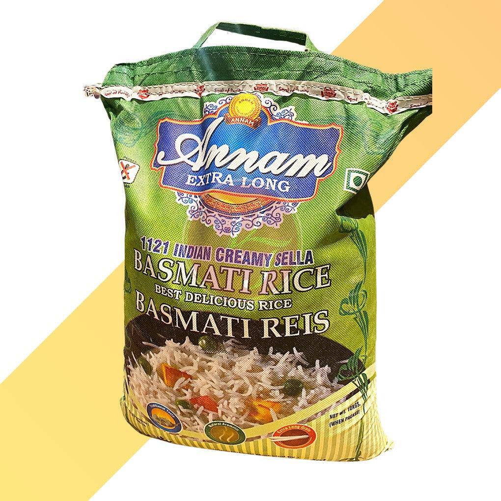 Basmati Rice von Annam (Indian Creamy Sella) - 10 kg – Village Foods